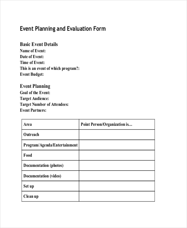 FREE 12+ Sample Event Planning Forms in PDF | Excel | Word