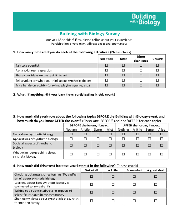 FREE 10 Sample Event Survey Forms In PDF Excel Word