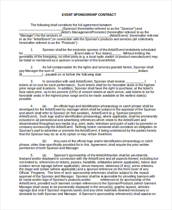 FREE 12+ Event Contract Form Samples, PDF, MS Word, Google Docs