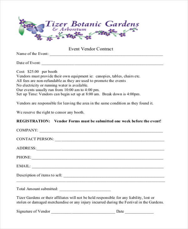 FREE 10+ Sample Vendor Event Forms in PDF | MS Word