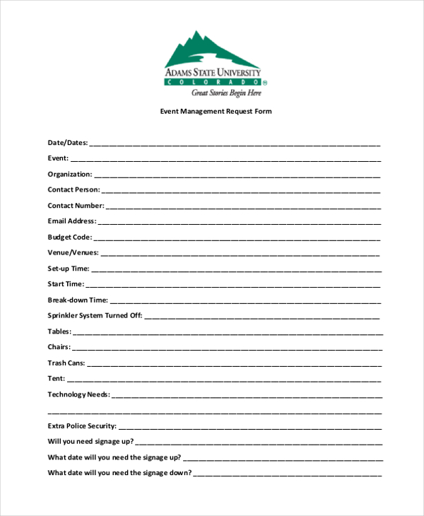 FREE 10+ Sample Event Management Forms in PDF | MS Word