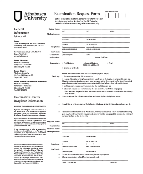 FREE 17+ Examination Form Samples, PDF, MS Word, Google Docs, Excel