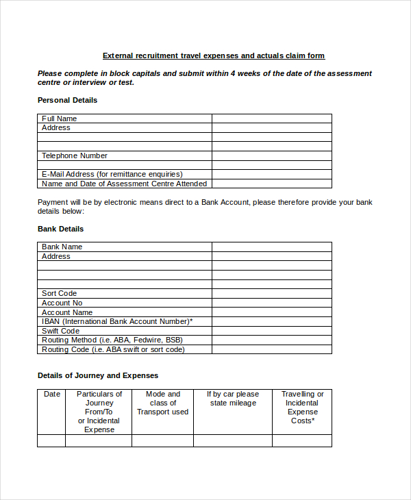 FREE 13+ Travel Expense Form Samples, PDF, MS Word, Google Docs, Excel