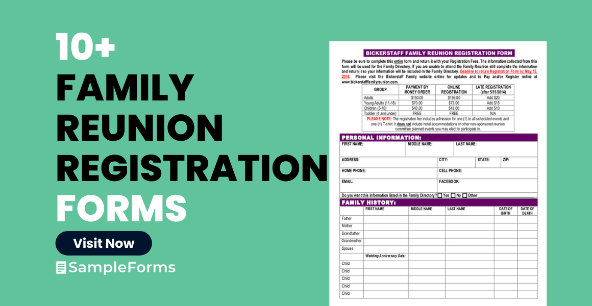 FREE 10+ Sample Family Reunion Registration Forms in PDF | MS Word | Excel