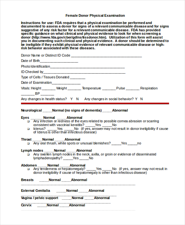 FREE 16+ Physical Examination Form Samples, PDF, MS Word, Google Docs ...