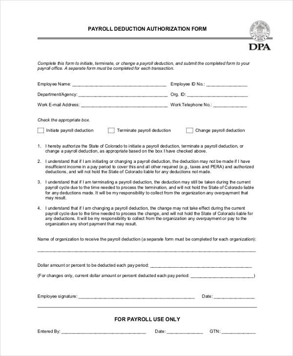 FREE 14+ Sample Payrolle Deduction Forms in PDF | Excel | Word