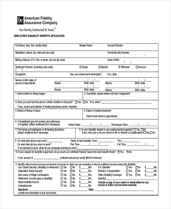 FREE 9+ Sample Disability Claim Forms in PDF | MS Word