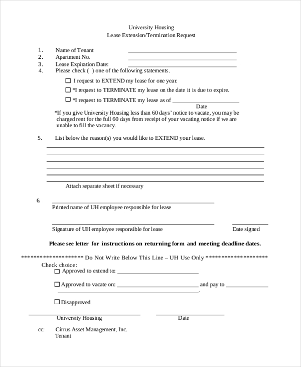 FREE 10+ Sample Lease Extension Forms in PDF | Word | Excel