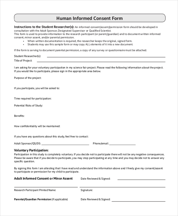 FREE 15+ Informed Consent Form Samples, PDF, MS Word, Google Docs, Excel