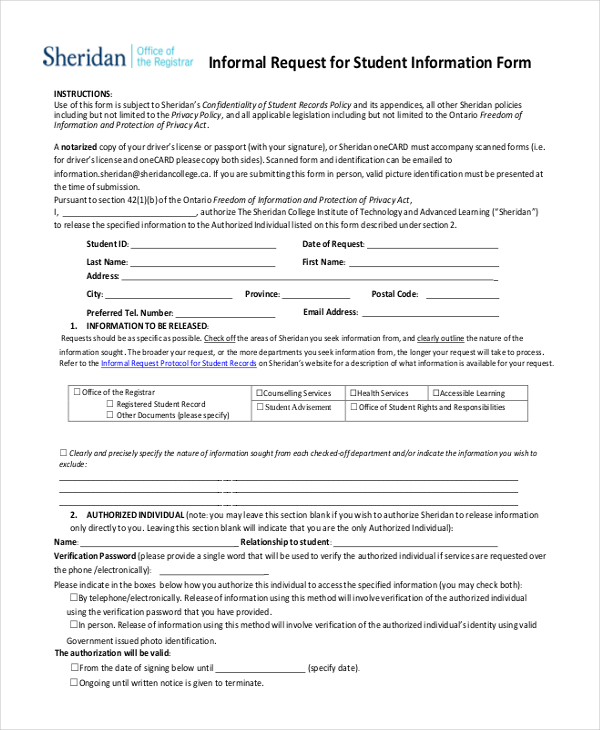 FREE 10+ Sample Release of Information Forms in PDF | Word | Excel