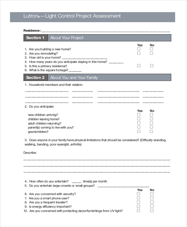 FREE 12+ Sample Project Assessment Froms in PDF | MS Word | Excel
