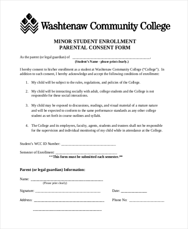 FREE 11+ Sample Parental Consent Forms in PDF | MS Word