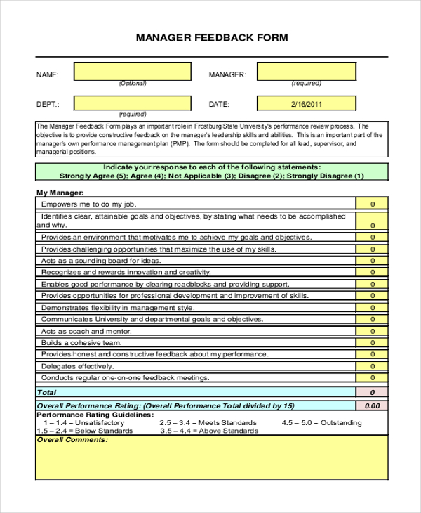 FREE 28+ Sample Feedback Forms in MS Word | PDF | Excel
