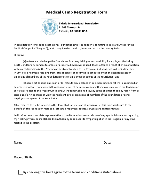 FREE 13+ Sample Camp Registration Forms in PDF | Excel | Word