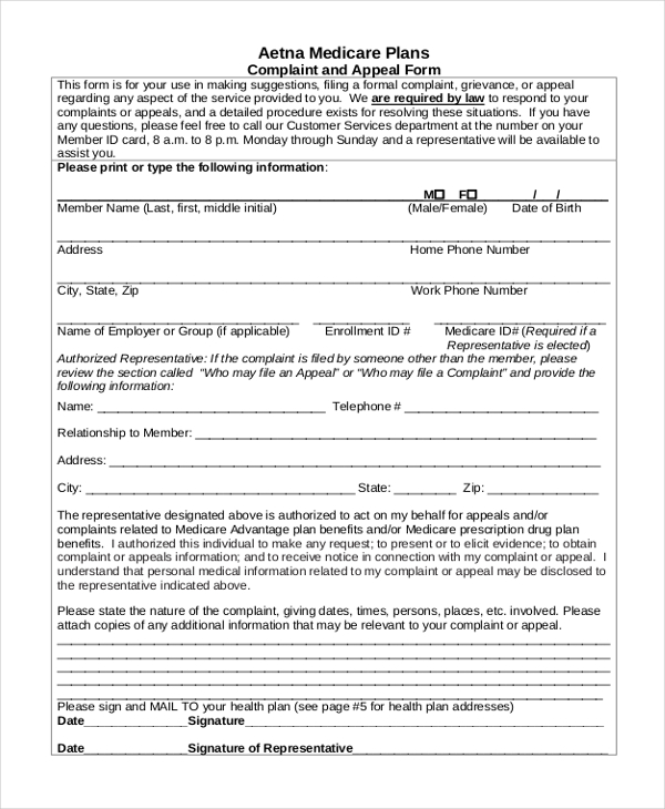 FREE 10+ Sample Medicare Complaint Forms in PDF | Word