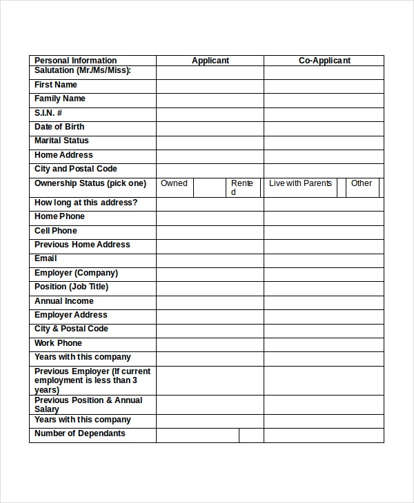 FREE 13+ Mortgage Application Form Samples, PDF, MS Word, Google Docs