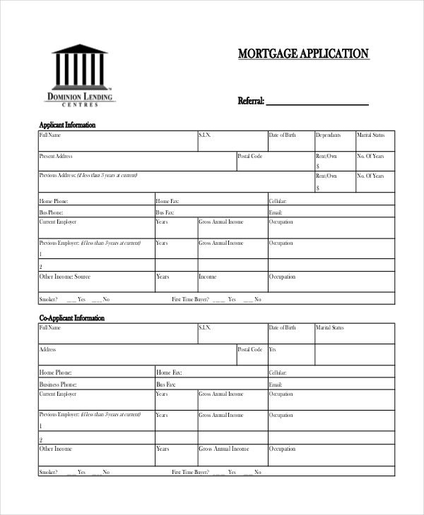 FREE 13+ Mortgage Application Form Samples, PDF, MS Word, Google Docs