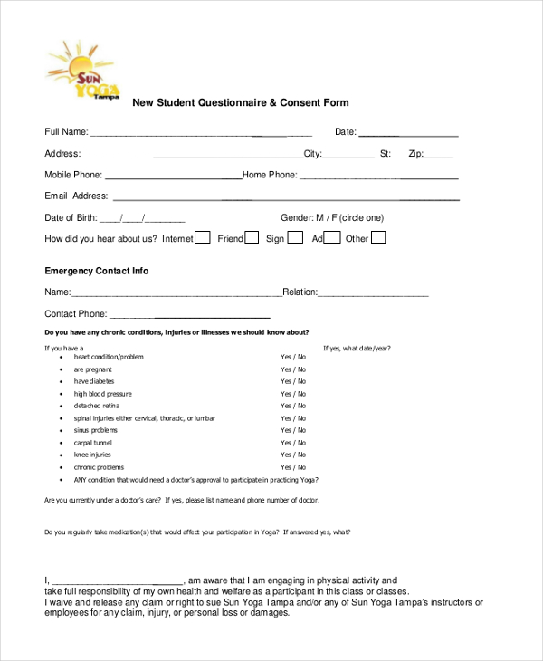 FREE 9+ Sample Questionnaire Consent Forms in PDF | MS Word