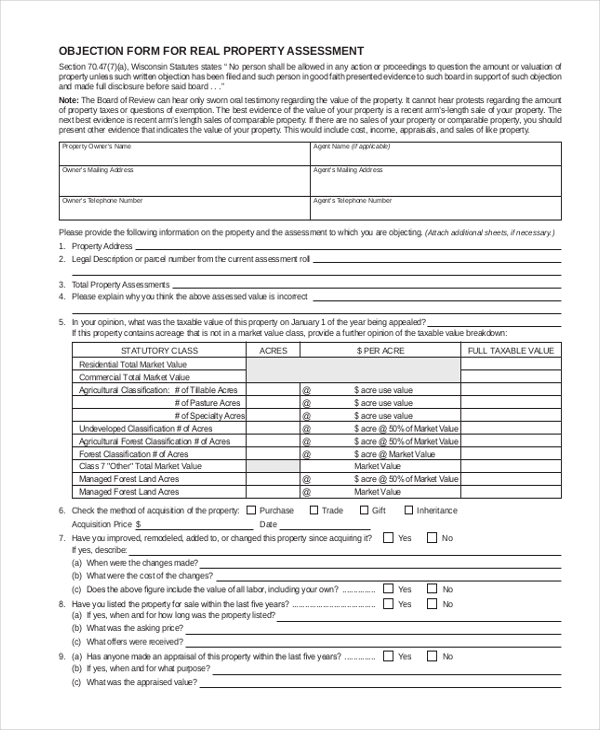 FREE 9+ Sample Property Assessment Forms in PDF | MS Word