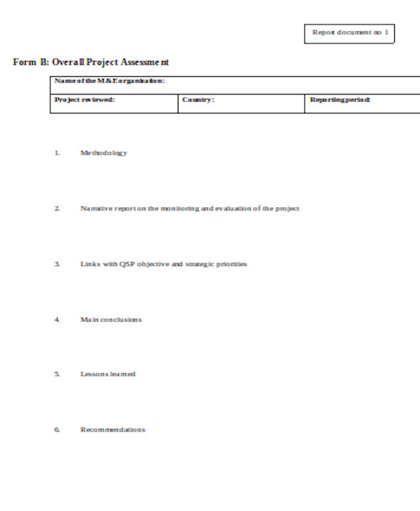 FREE 12+ Sample Project Assessment Froms in PDF | MS Word | Excel