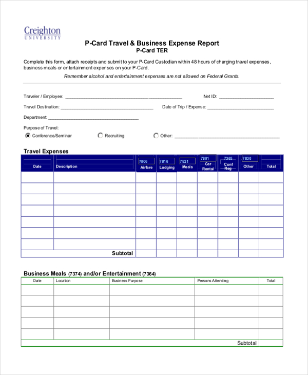 FREE 10+ Sample Business Expense Report Forms in PDF | Word | Excel