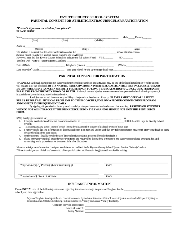 FREE 11+ Sample Parental Consent Forms in PDF | MS Word