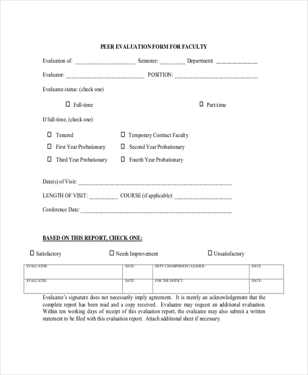 FREE 11 Sample Peer Evaluation Forms In PDF MS Word Excel