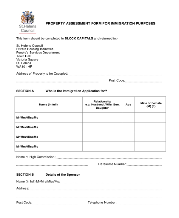 FREE 9+ Sample Property Assessment Forms in PDF | MS Word