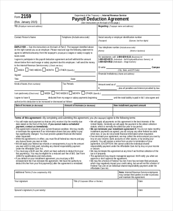 Free 14 Sample Payrolle Deduction Forms In Pdf Excel Word