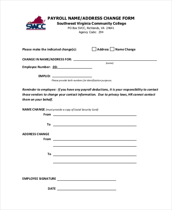 FREE 12+ Sample Payroll Change Forms in PDF | Excel | Word