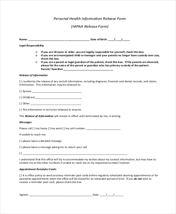 FREE 14+ HIPAA Release Form Samples, PDF, MS Word, Google Docs