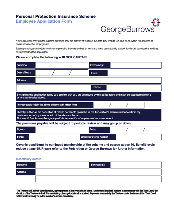 FREE 12+ Sample Employee Application Forms in PDF | MS Word | Excel
