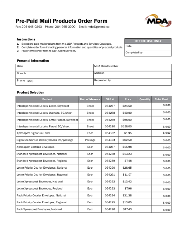 FREE 13+ Sample Product Order Forms in PDF | Excel | Word