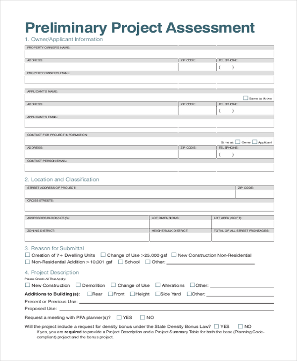 FREE 12+ Sample Project Assessment Froms in PDF | MS Word | Excel