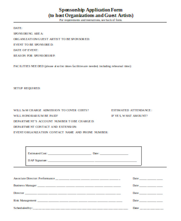 FREE 13+ Sample Sponsorship Application Forms in PDF | MS Word | Excel