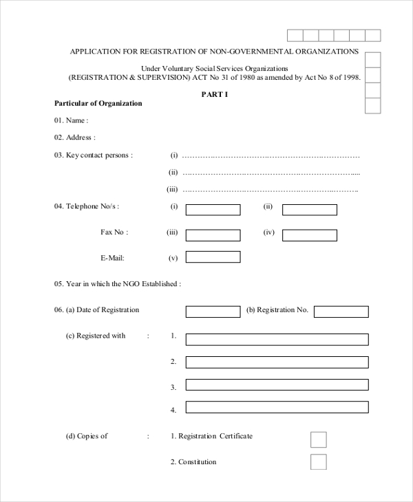 FREE 13+ NGO Registration Form Samples, PDF, MS Word, Google Docs, Excel