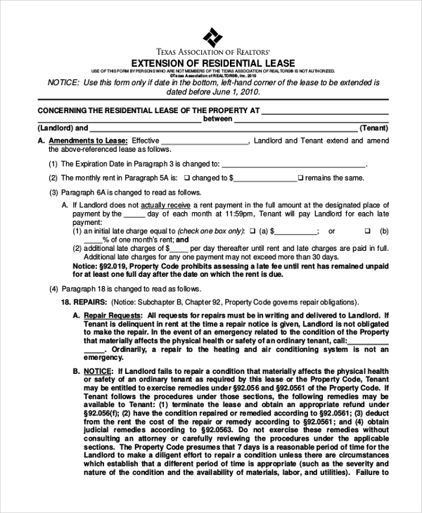 FREE 10+ Sample Lease Extension Forms in PDF | Word | Excel