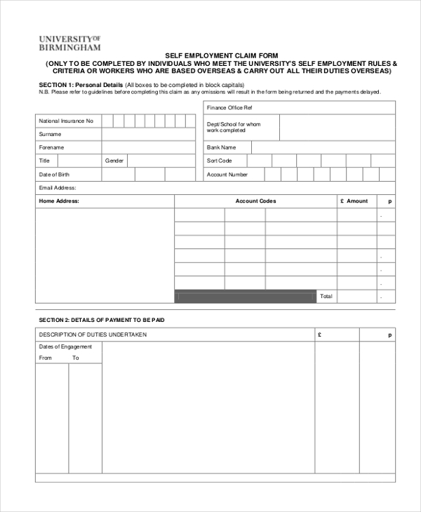 FREE 14+ Self-Employment Form Samples, PDF, MS Word, Google Docs, Excel