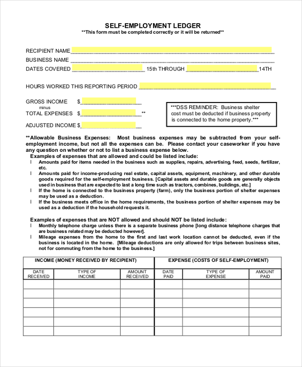 FREE 14+ Self-Employment Form Samples, PDF, MS Word, Google Docs, Excel