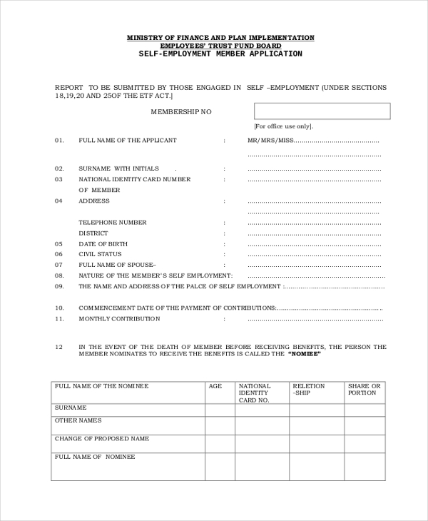 FREE 14+ Self-Employment Form Samples, PDF, MS Word, Google Docs, Excel