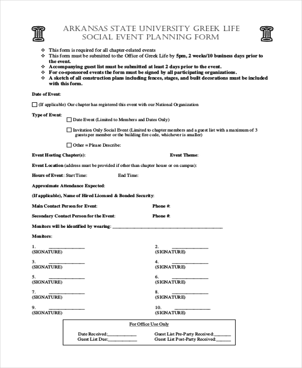 FREE 12+ Sample Event Planning Forms in PDF | Excel | Word