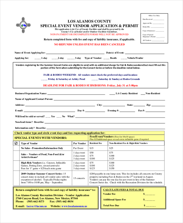 FREE 10+ Sample Vendor Event Forms in PDF | MS Word