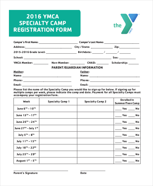 FREE 13+ Sample Camp Registration Forms in PDF | Excel | Word