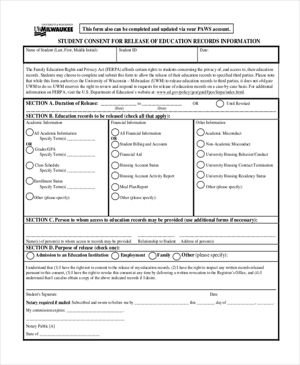 FREE 14+ Student Consent Form Samples, PDF, MS Word, Google Docs