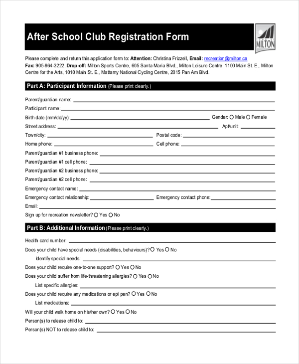 FREE 15+ School Registration Form Samples, PDF, MS Word, Google Docs, Excel