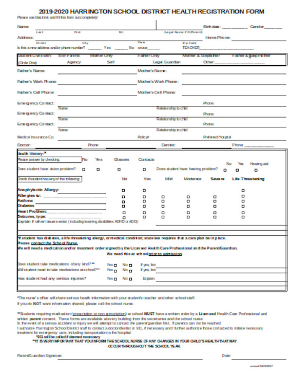 FREE 15+ School Registration Form Samples, PDF, MS Word, Google Docs, Excel