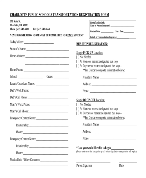 FREE 15+ School Registration Form Samples, PDF, MS Word, Google Docs, Excel