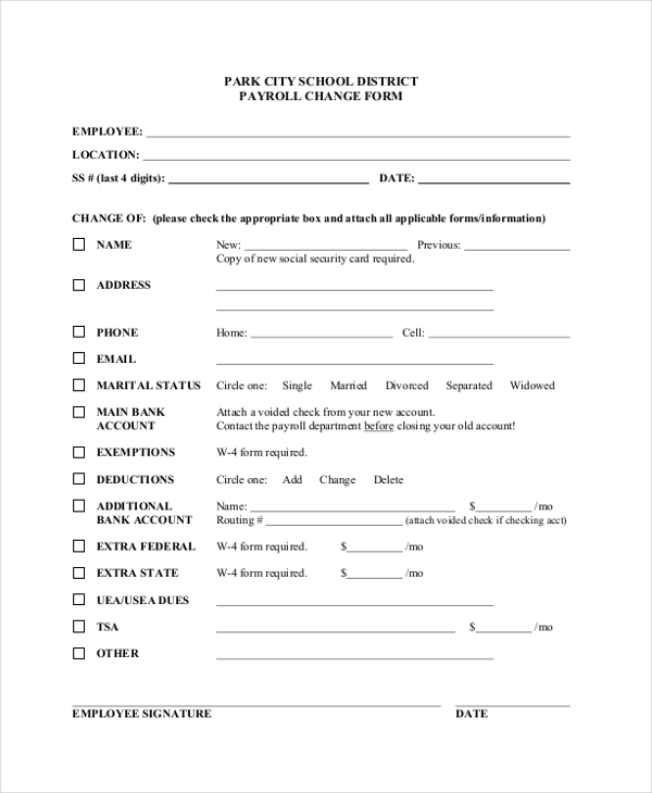 FREE 12+ Sample Payroll Change Forms in PDF | Excel | Word