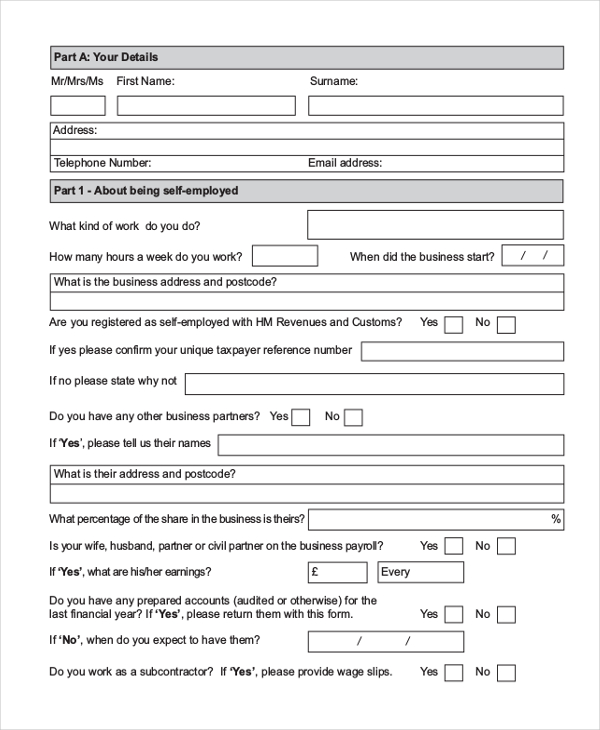 FREE 14+ Self-Employment Form Samples, PDF, MS Word, Google Docs, Excel