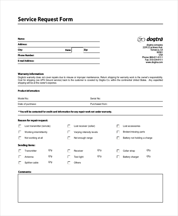 FREE 25+ Sample Service Forms in PDF | Excel | Word